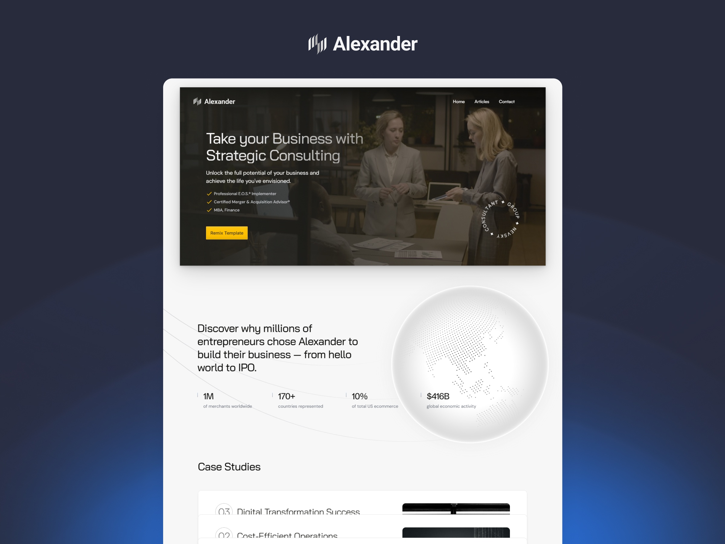 Alexander - Business Consulting Template - Framplates | Framer Templates
