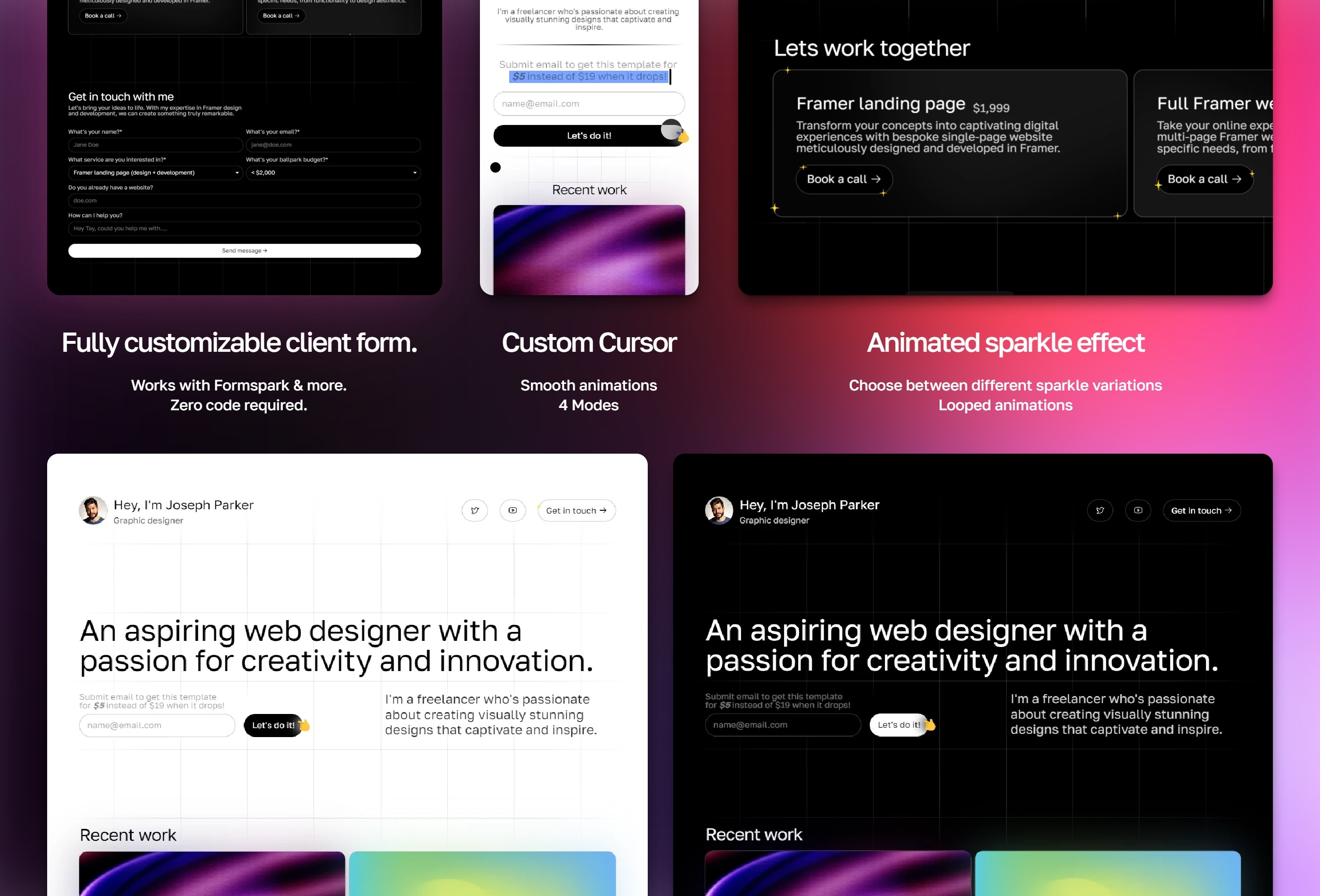 Freelancer - One Page Portfolio - Framplates | Framer Templates